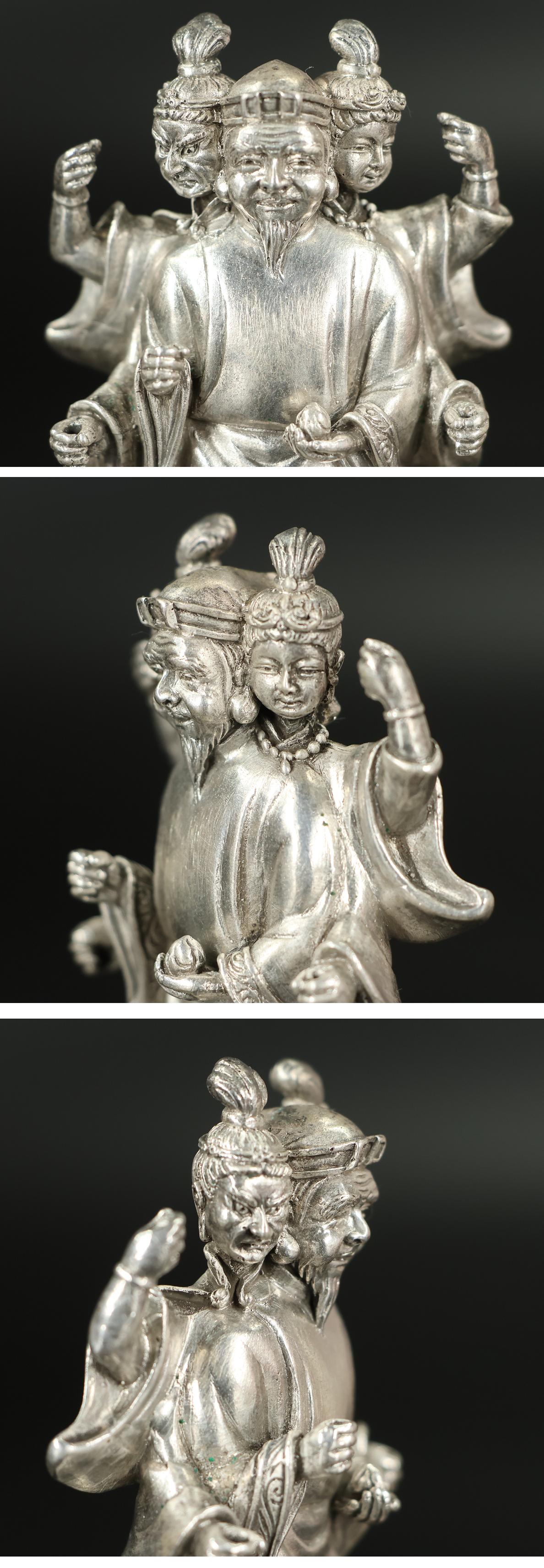 日本代購代標第一品牌【樂淘letao】－ 銀製 264g 保証 三面大黒天 謹作 鈴木幸平 仏像 b710