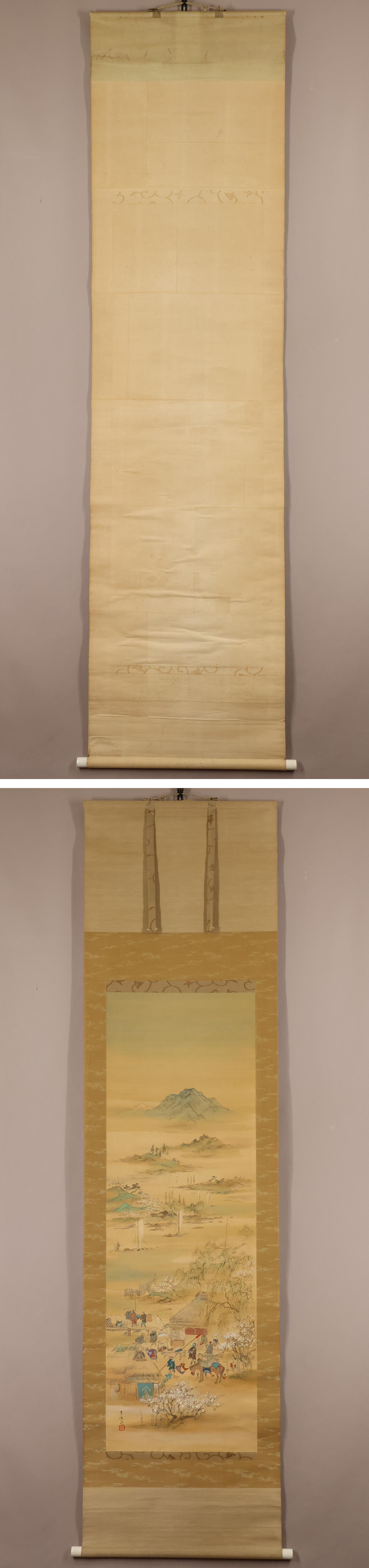 【やや傷や汚れあり】【真作】 大矢米年 梅花渡頭図 共箱 愛知県 肉筆 絹本 掛軸 v540の落札情報詳細 - Yahoo!オークション落札価格検索 オークフリー